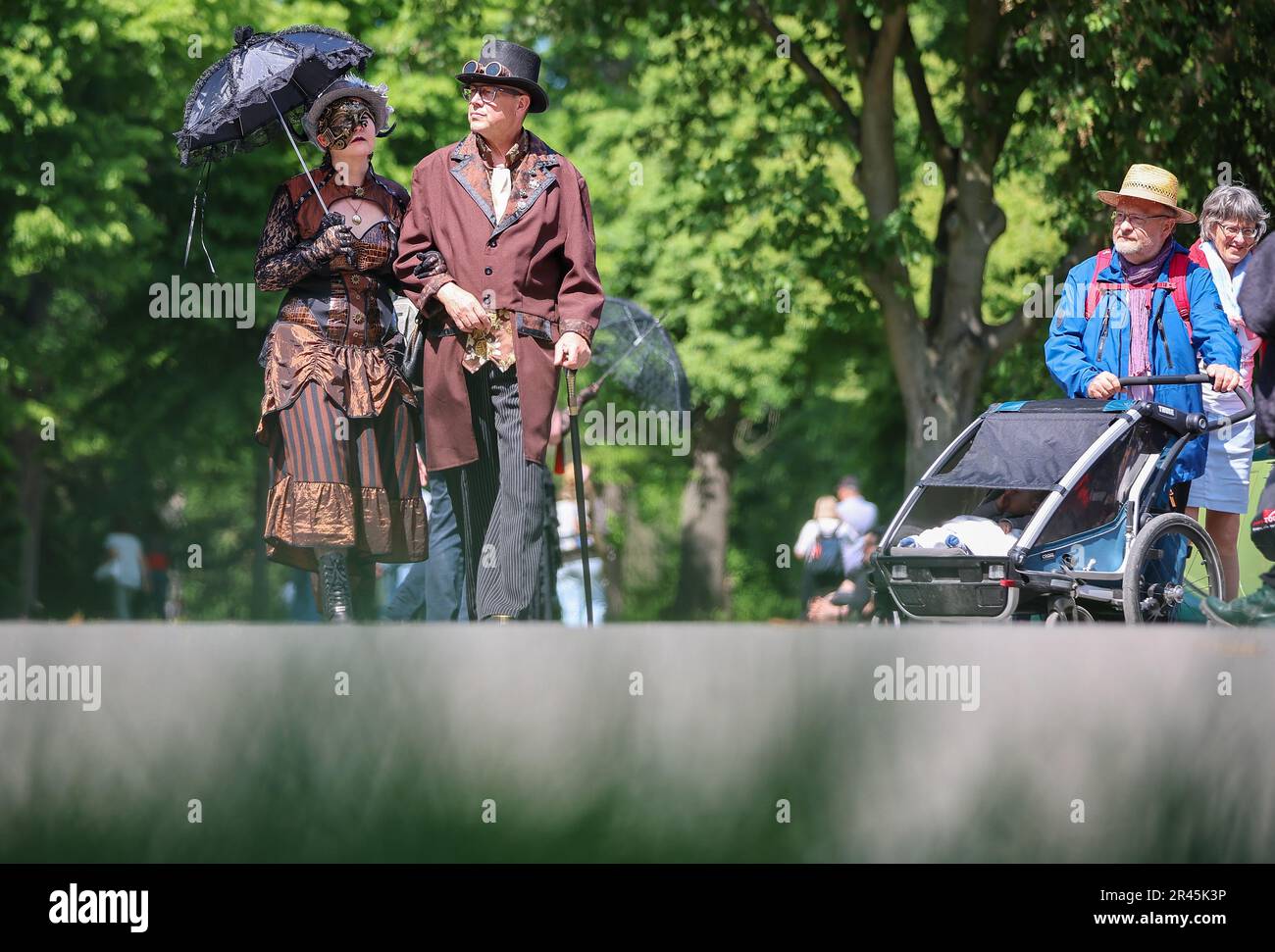 Leipzig, Germany. 26th May, 2023. Participants of the Wave-Gotik ...