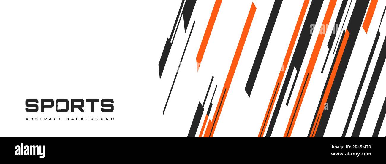 Abstract modern white wide sports background with black and orange ...