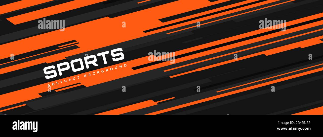 Wide vector black and orange abstract modern sports background with ...