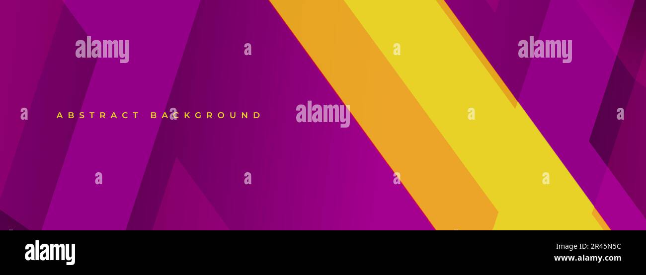 Violet and yellow modern abstract wide banner with geometric shapes ...