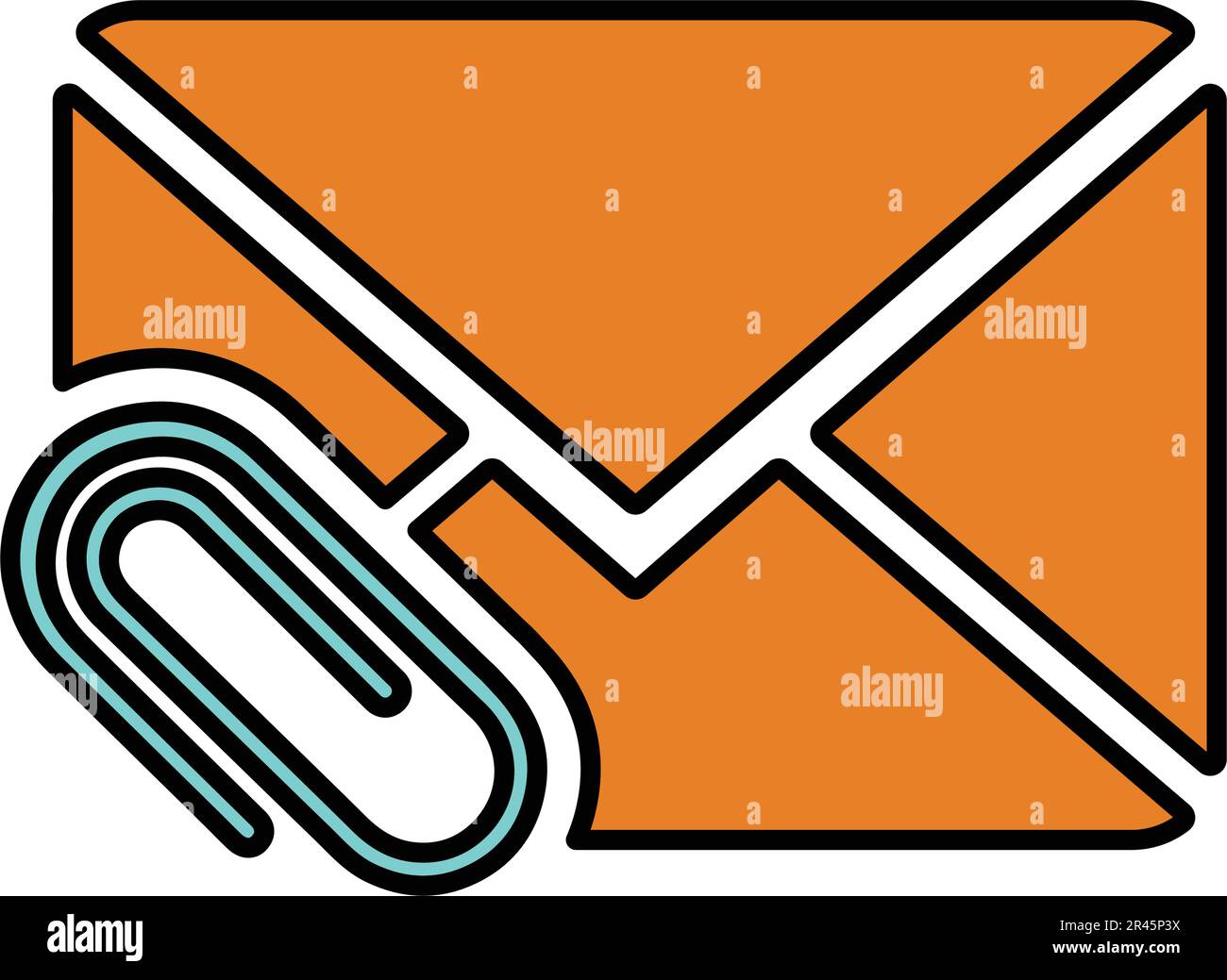 Attached, email, envelope, pinned icon. Commercial use, printed files ...