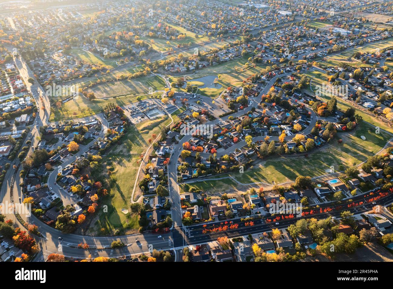 An Aerial view of the city of San Ramon in the East Bay region of San ...