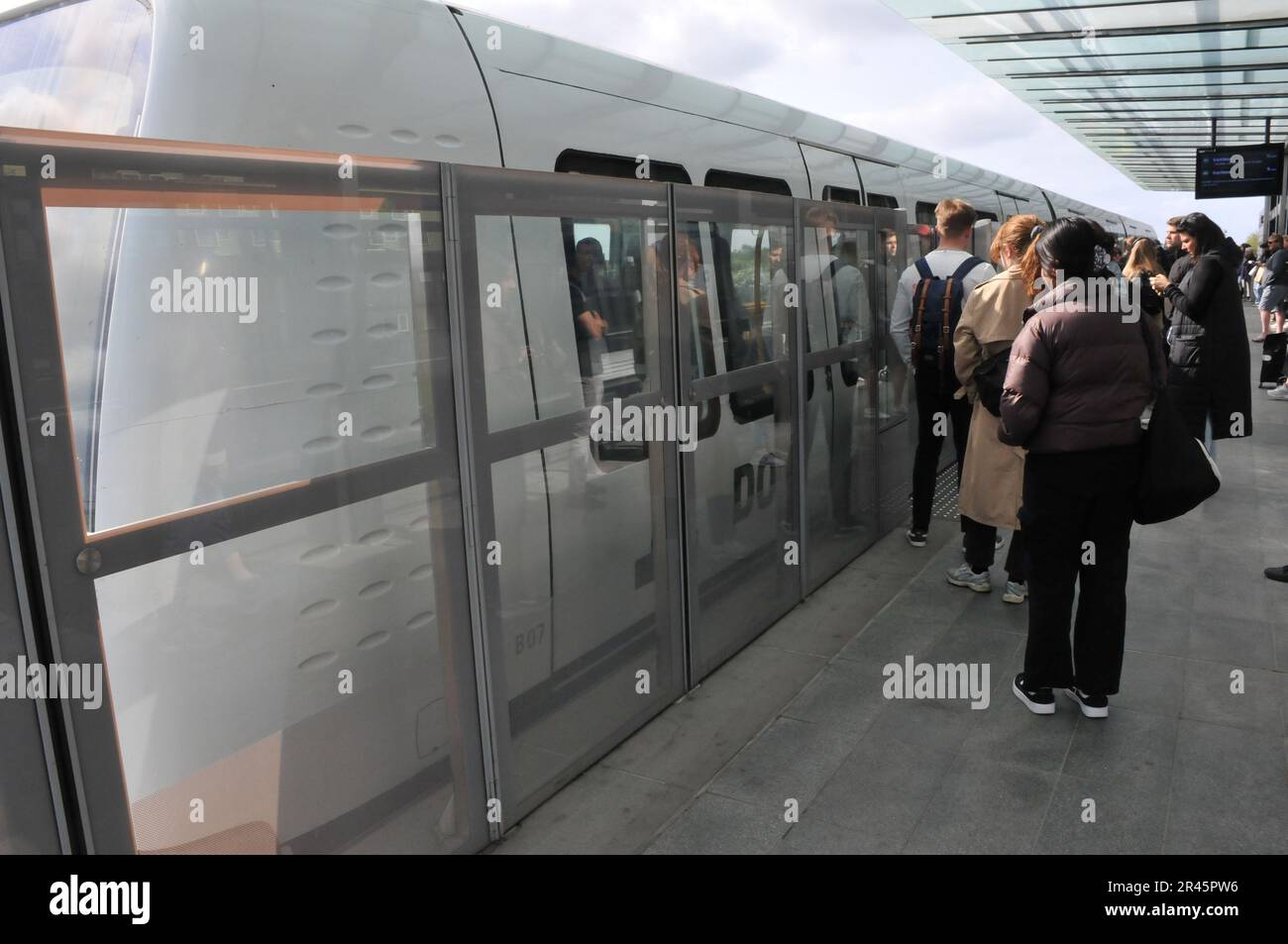 26 May 2023/Metro electric train and train passengers in danish capital ...