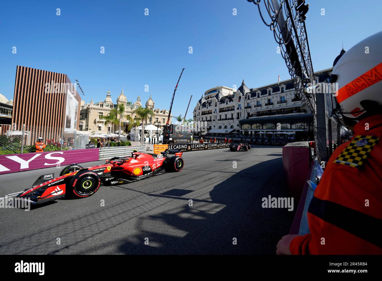 Ferrari driver Carlos Sainz of Spain steers his car during the Formula One second practice ...