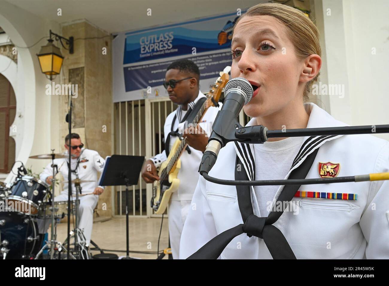 Navy Musicians 2nd Class Raymond Laffoon, 3rd Class Jonathan Jean ...