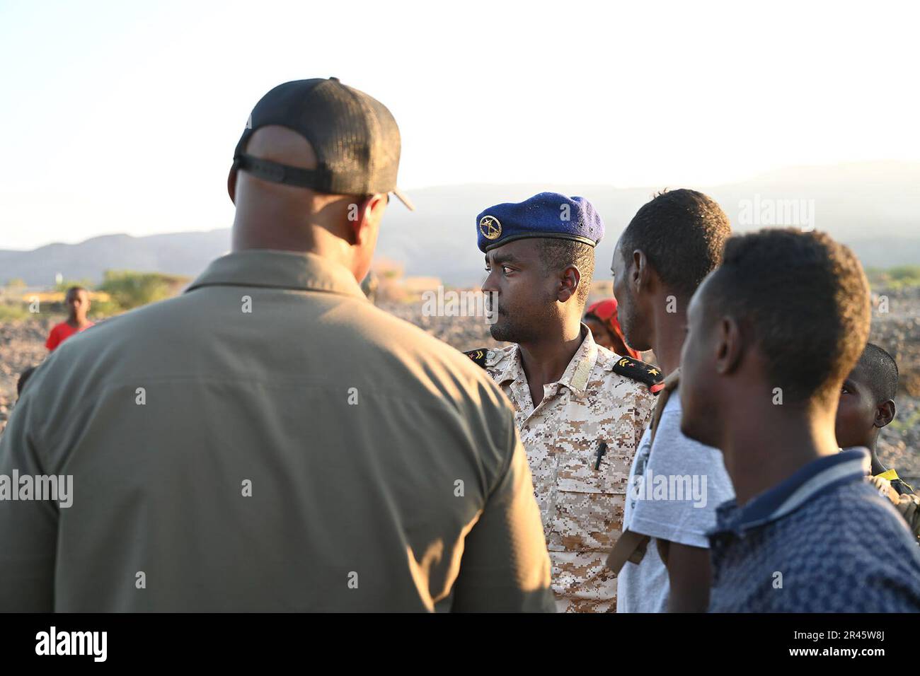 A Djiboutian Armed Forces (FAD) service member and the Yoboki Primary ...