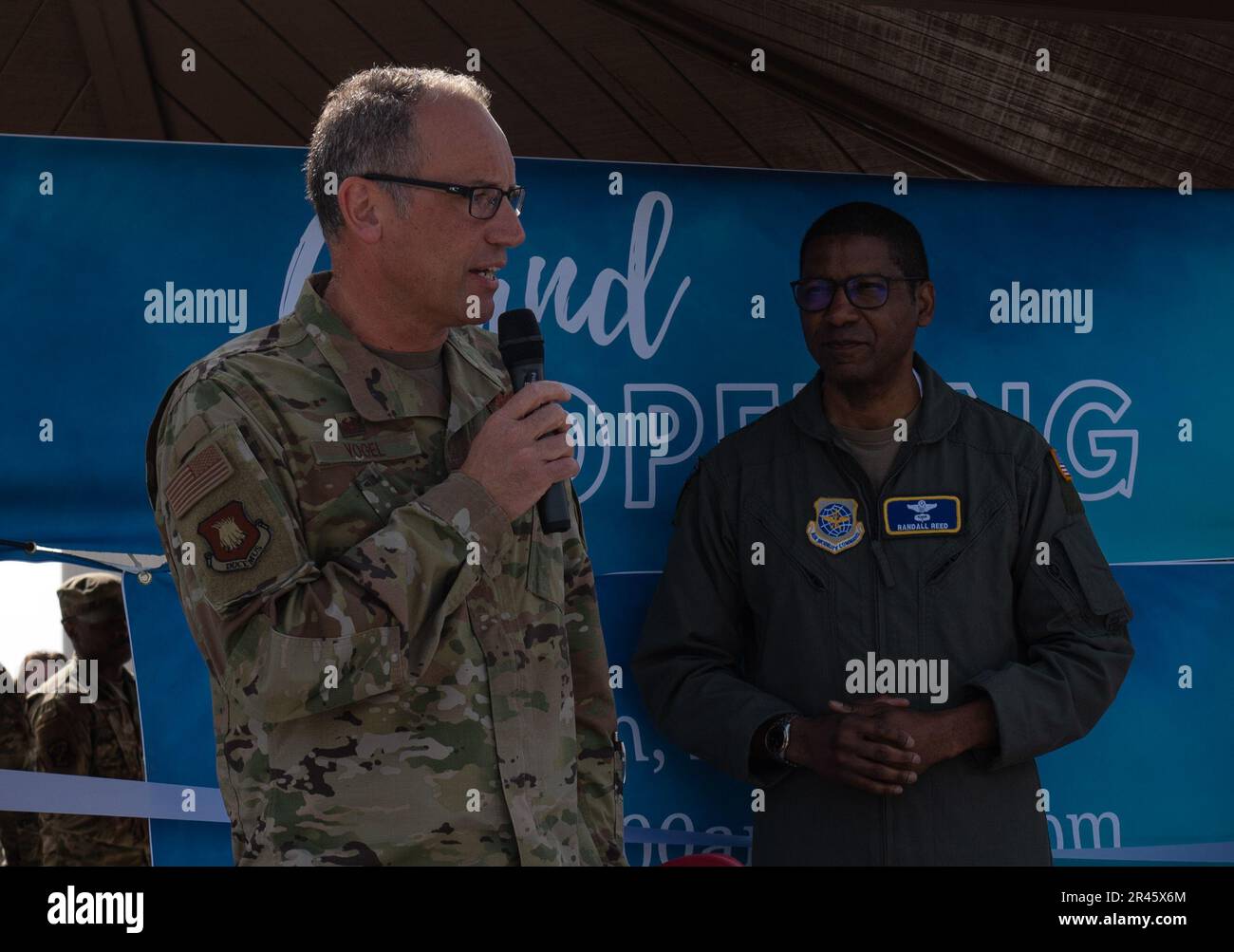 Col. Nate Vogel, 22nd Air Refueling Wing commander, gives opening ...