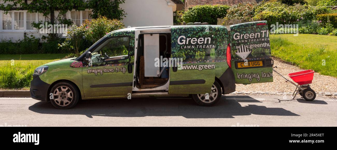 Hampshire, England, UK. 2023. Lawn treatment service van out on ...