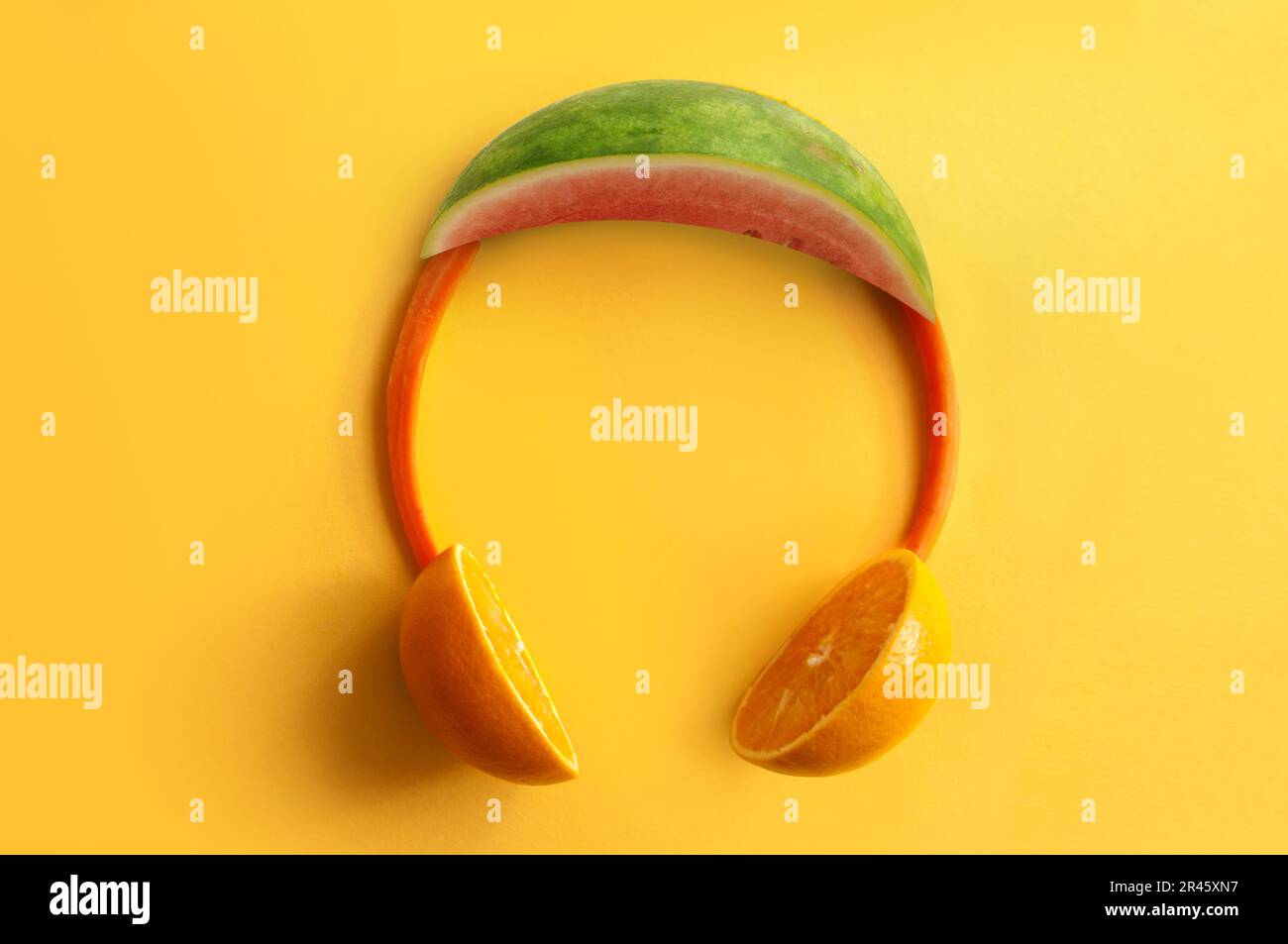 Headphones made from watermelon, summer music, festival, and playlist ...