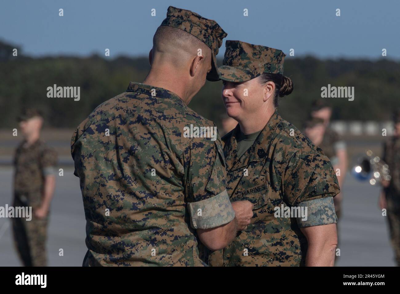 U.S. Marine Corps Sgt. Maj. Christine Henning, out-going sergeant major ...