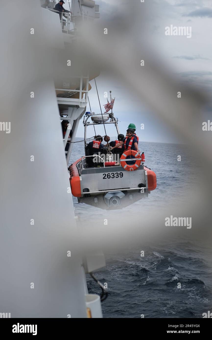 USCGC Stone's (WMSL 758) crew launches a 26-foot over-the-horizon small ...