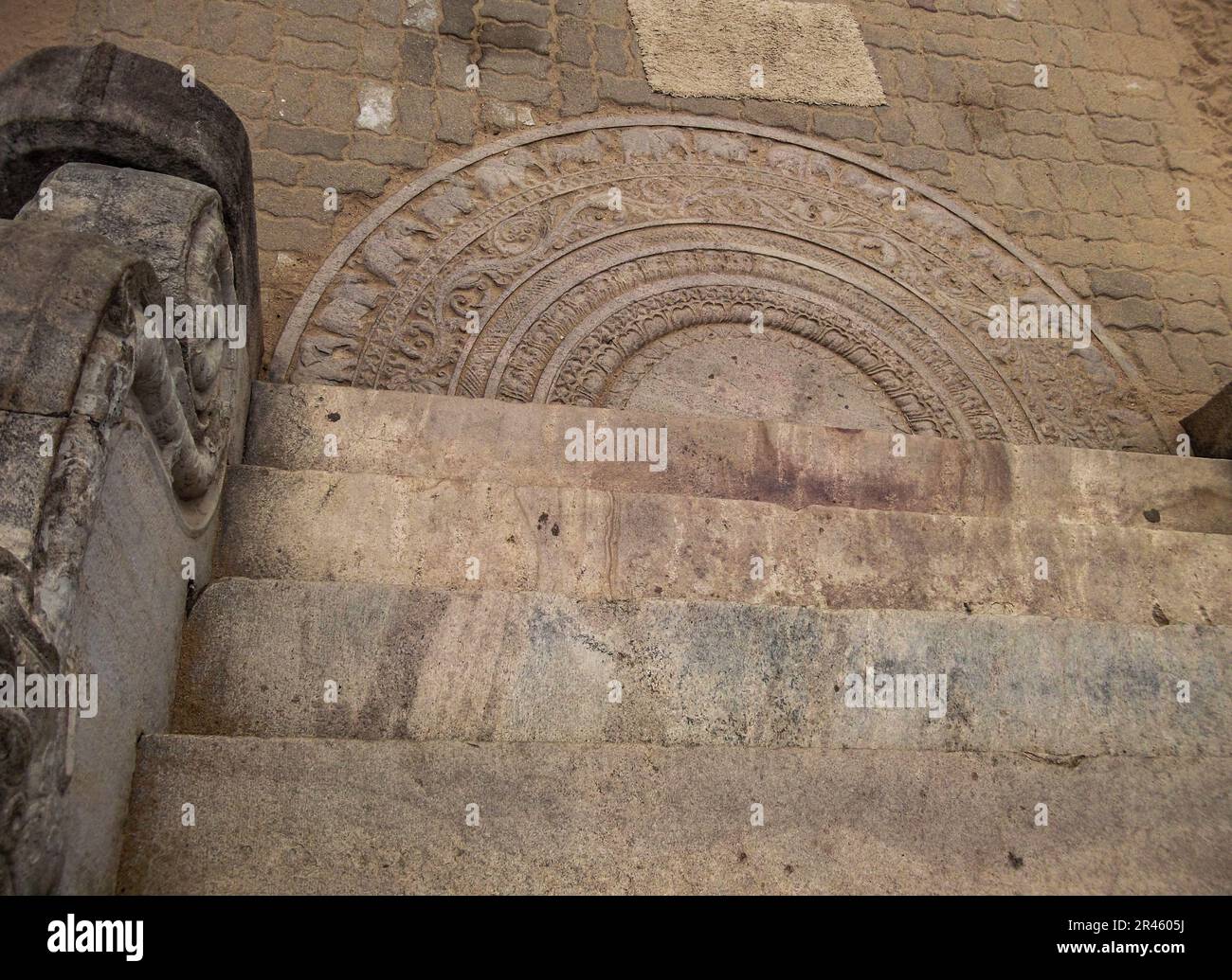 A Sandakada Pahana, an intricate archway located in the ancient city of ...