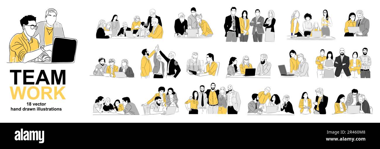 Team work business concept illustration vector Set Stock Vector Image ...