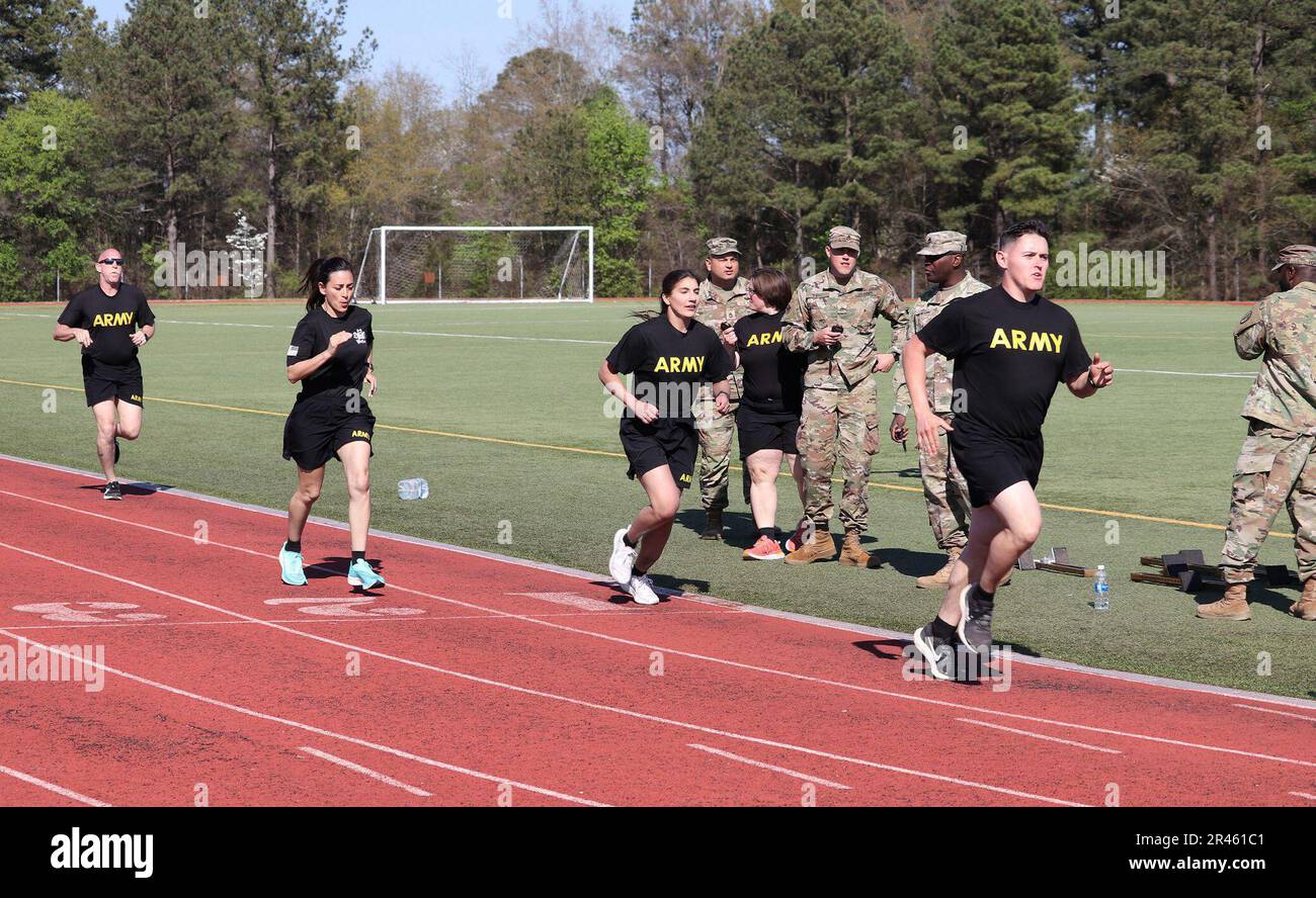 U.S. Army athletes run the 1500-meter race while training at the U.S ...