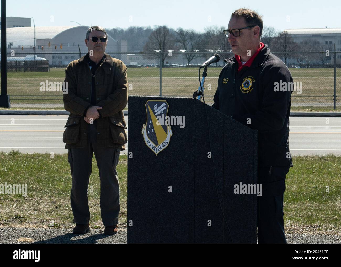Jacob King, 788th Civil Engineer Squadron fire chief, responds to ...