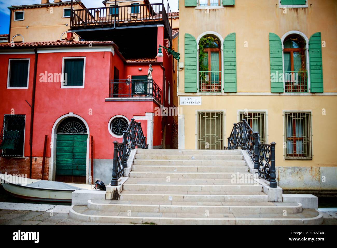 A picturesque view of the classic Venetian streets of Italy, with ...