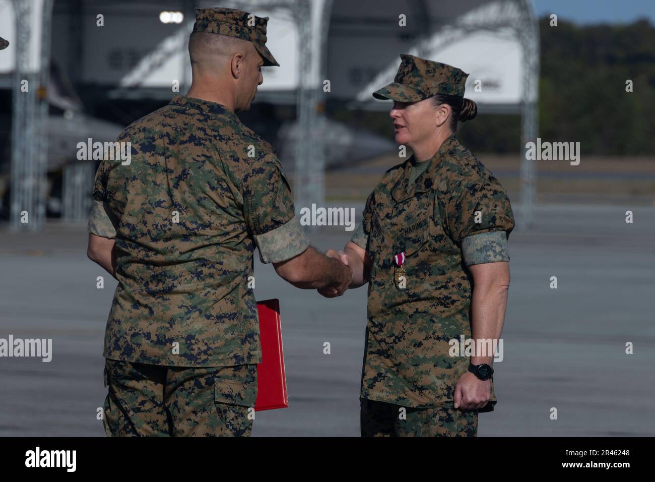 U.S. Marine Corps Sgt. Maj. Christine Henning, out-going sergeant major ...