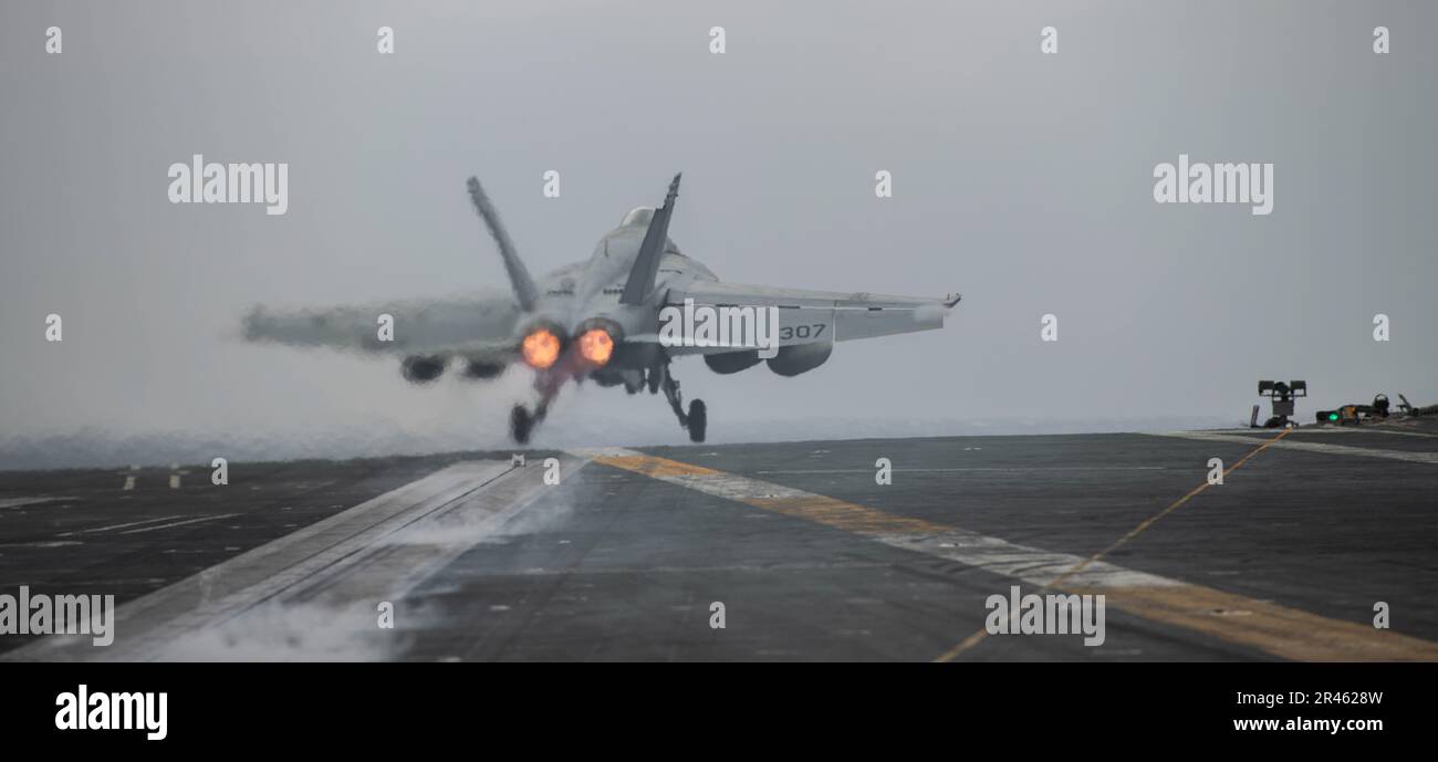 230408-N-ZQ263-1039 PHILIPPINE SEA (April 8, 2023) An F/A-18E Super Hornet from the “Kestrels ...