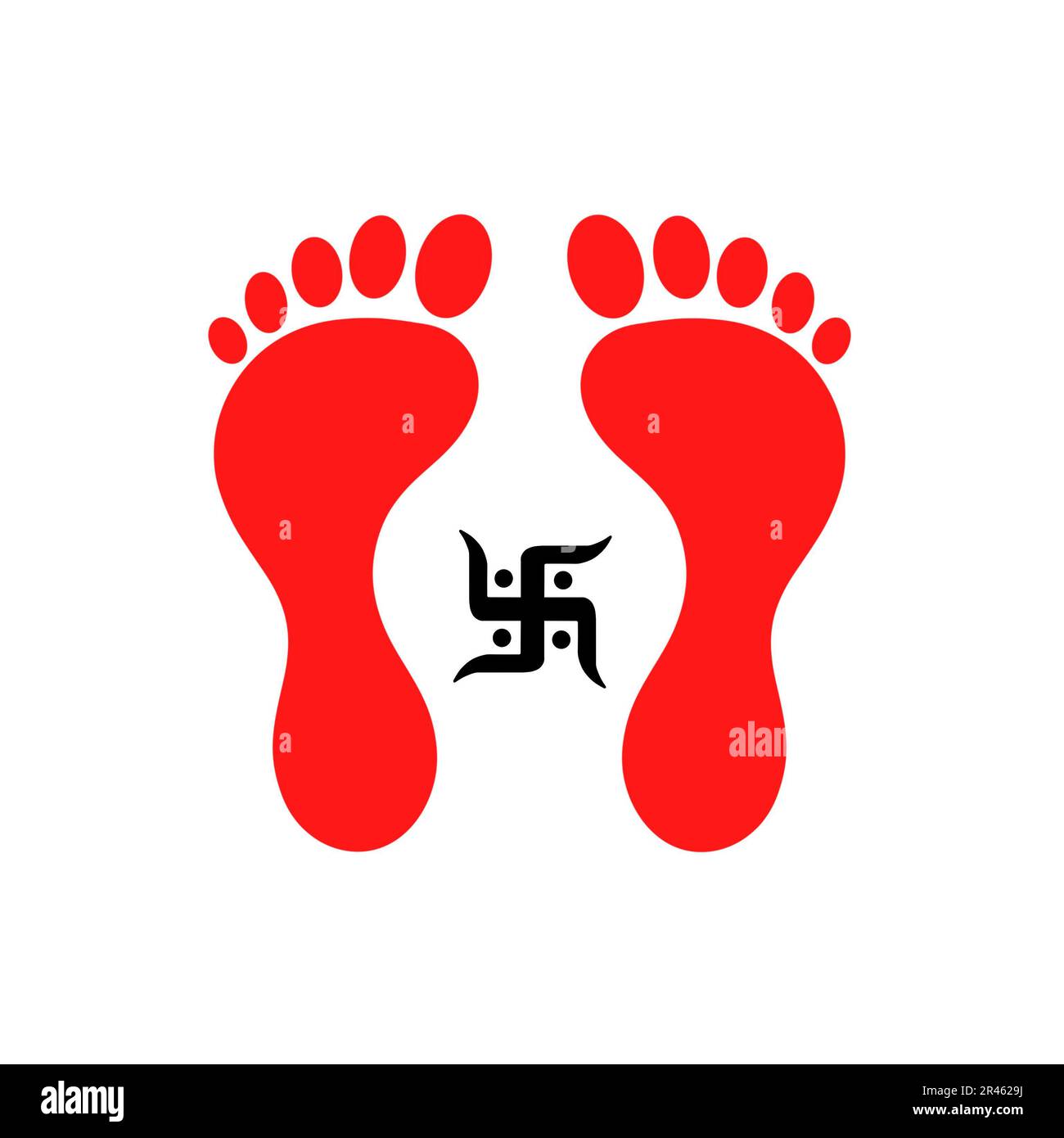 Hindu Goddess Lakshmi Symbol Footprint And Swastik In Center Goddess