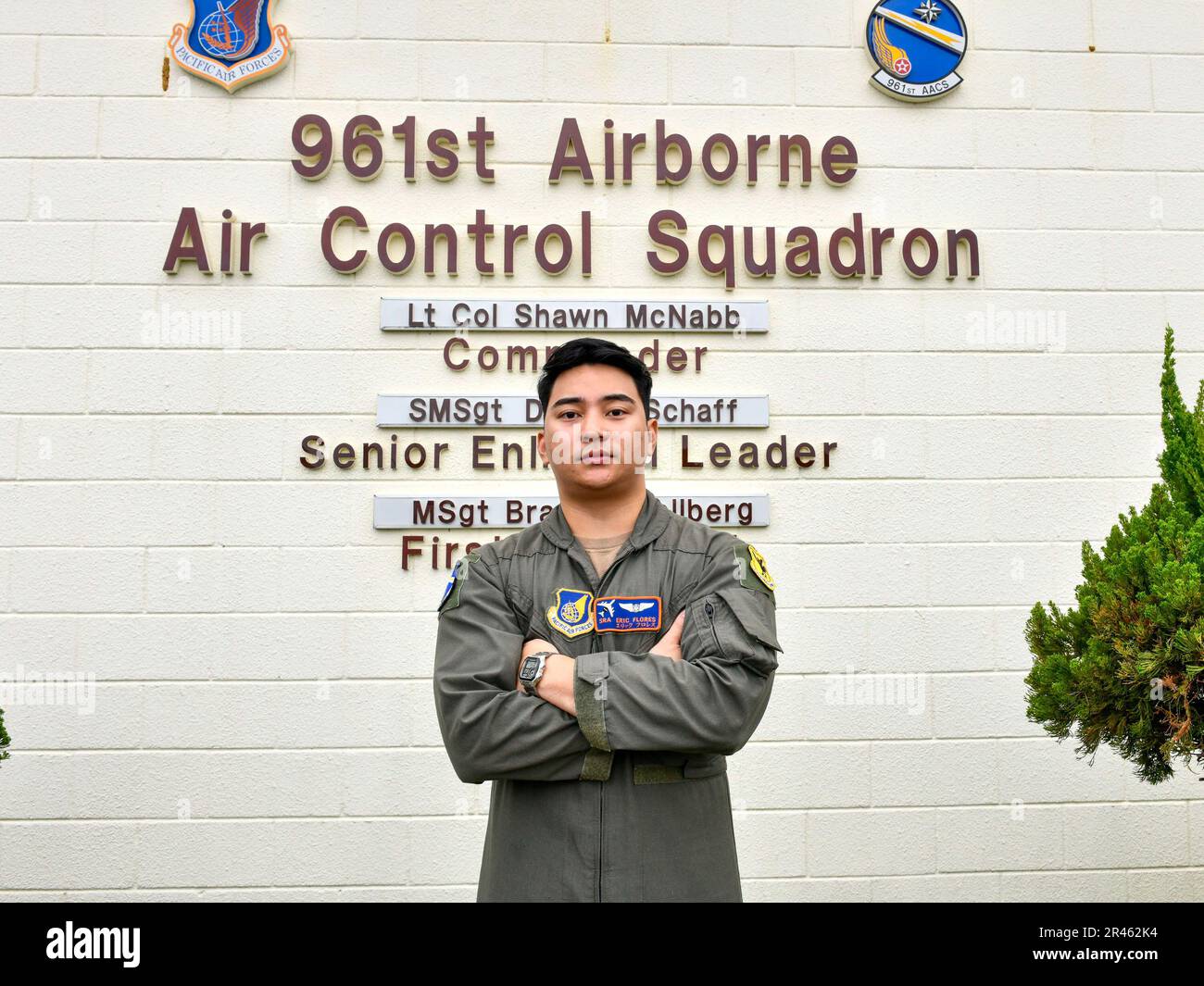 U.S. Air Force Senior Airman Eric Flores, 961st Airborne Air Control ...