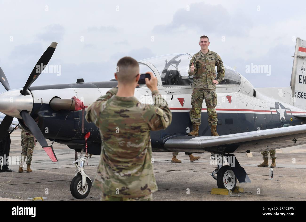Andrew Tinker, Texas A&M University Air Force ROTC cadet, takes a photo ...