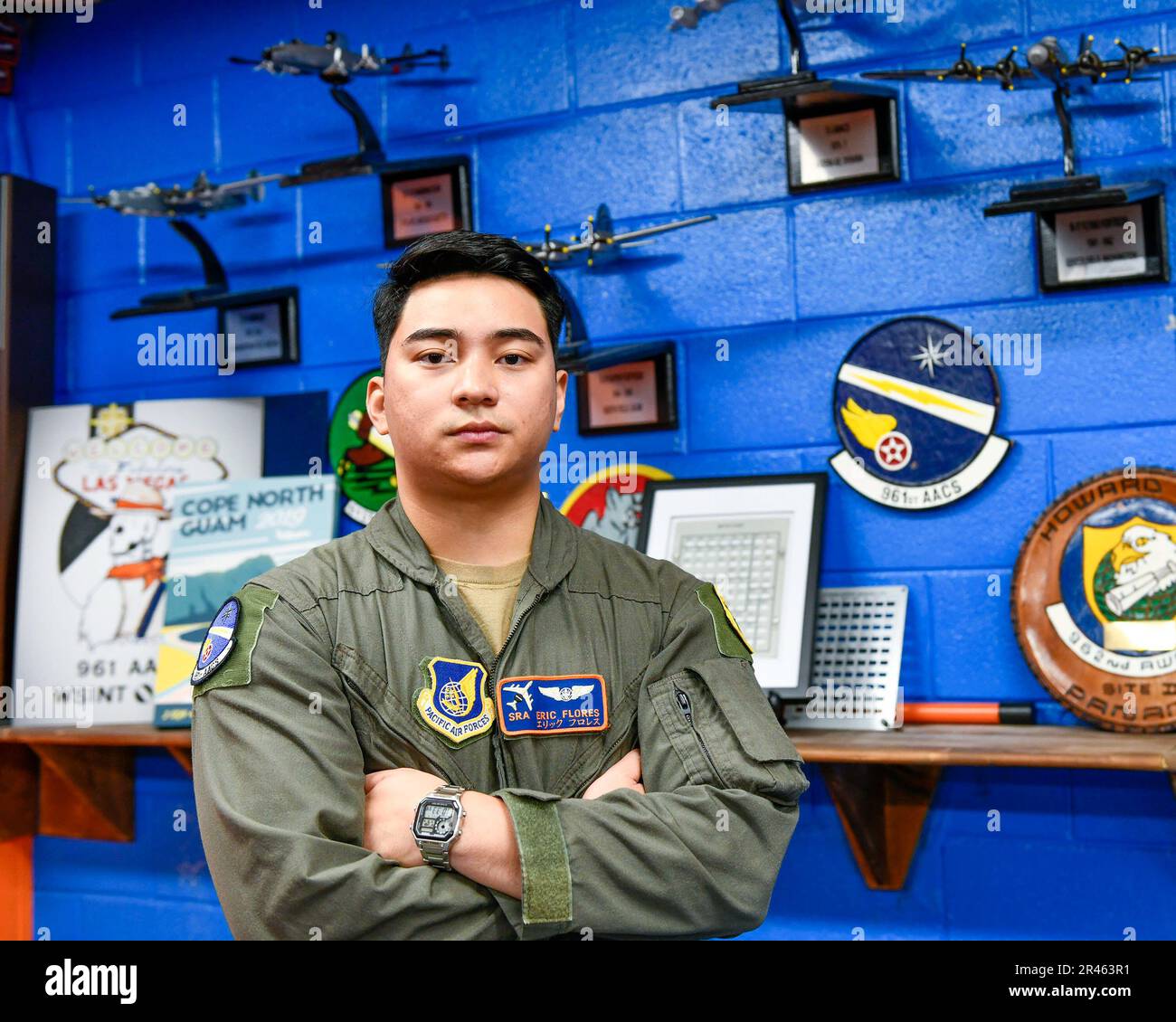 U.S. Air Force Senior Airman Eric Flores, 961st Airborne Air Control ...