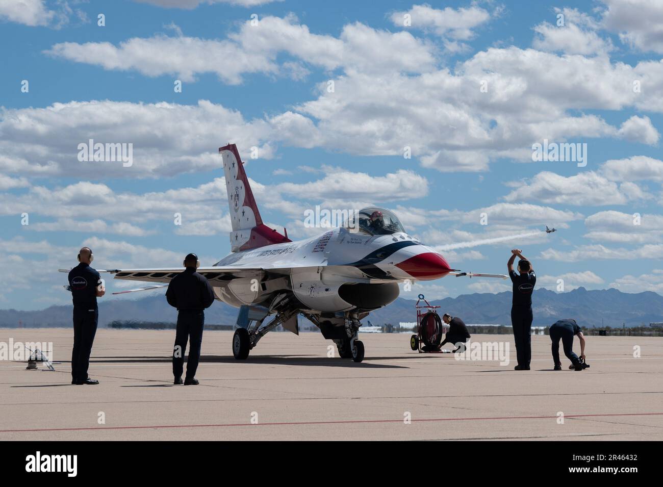 The U.S. Air Force Thunderbirds taxi on the flight line at Davis ...