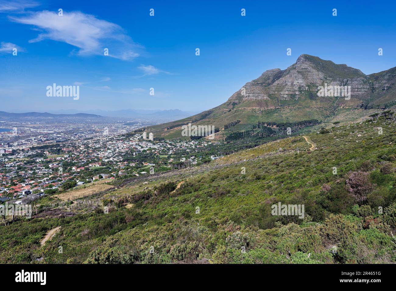 View of Cape Town from top of Table Mountain, South Africa Stock Photo ...
