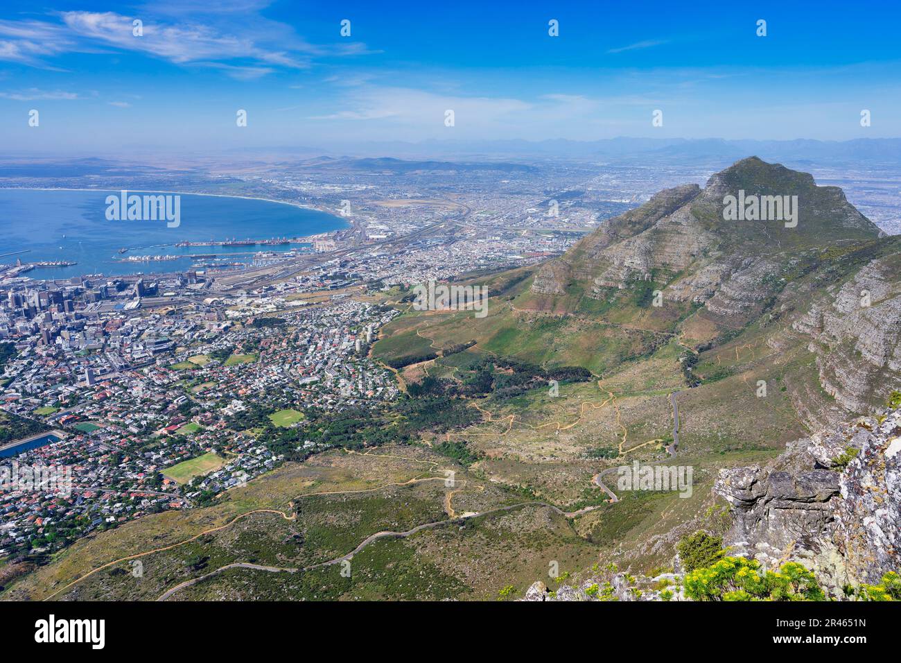 View of Cape Town from top of Table Mountain, South Africa Stock Photo ...
