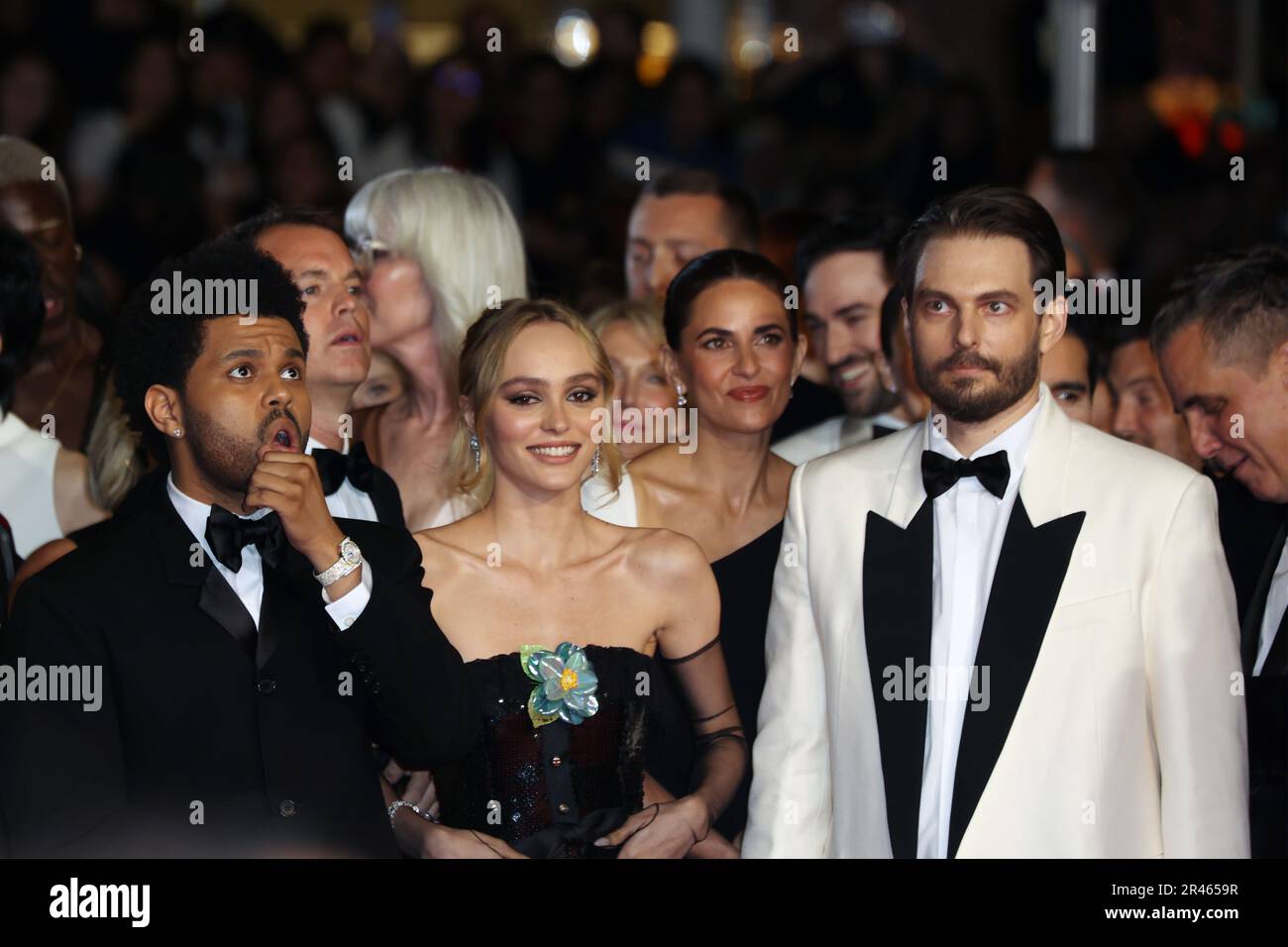 Cannes, France. 22nd May, 2023. Cannes, France 22. May 2023; Lily-Rose Depp, Sam Levinson and ...