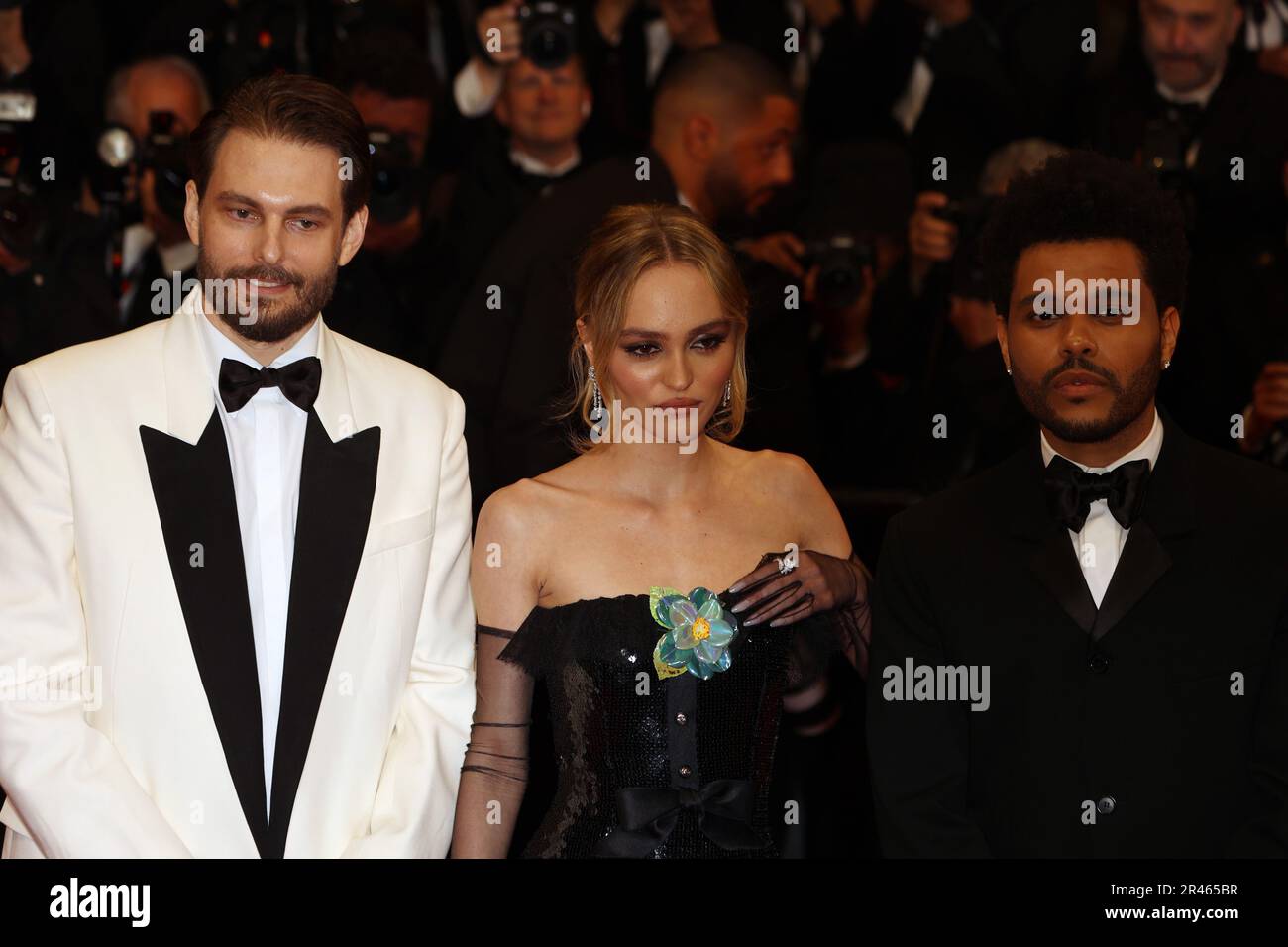 Cannes, France. 22nd May, 2023. Cannes, France 22. May 2023; Lily-Rose Depp, Sam Levinson and ...