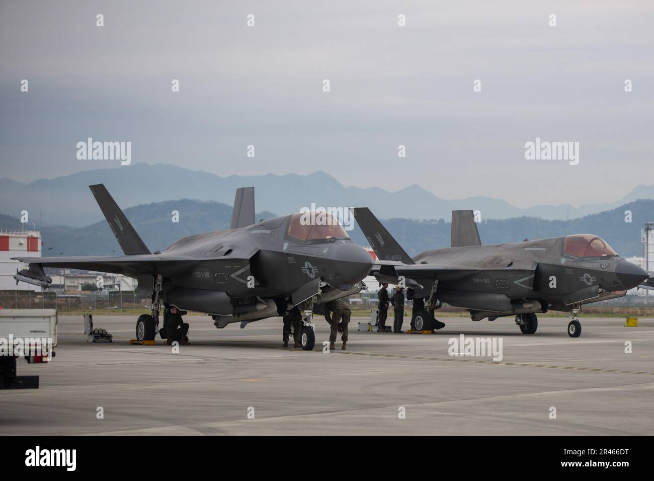 U.S. Marines with Marine Fighter Attack Squadron 242 prepare F-35B ...