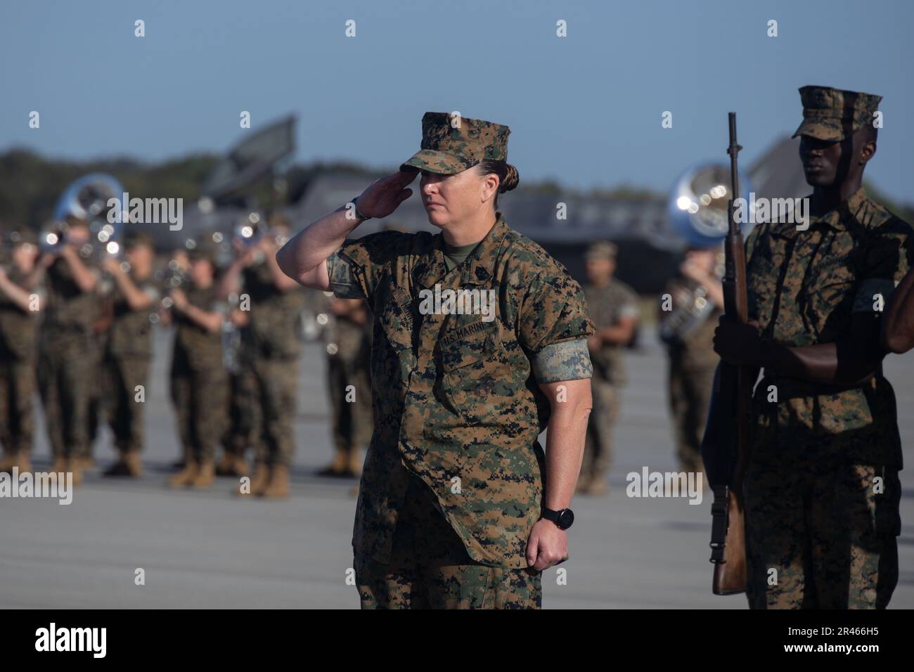 U.S. Marine Corps Sgt. Maj. Christine Henning, out-going sergeant major ...