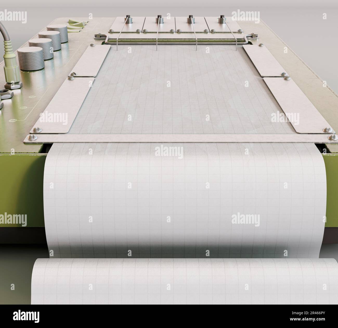 A retro polygraph lie detector machine with finger attachment probes on ...