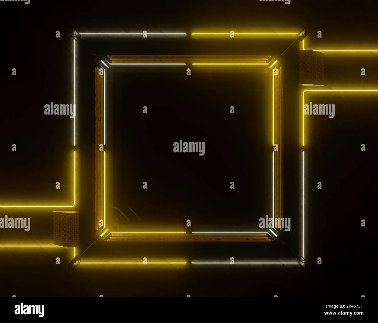 A futurist cyberpunk concept of a wrestling ring lit by illuminated ...