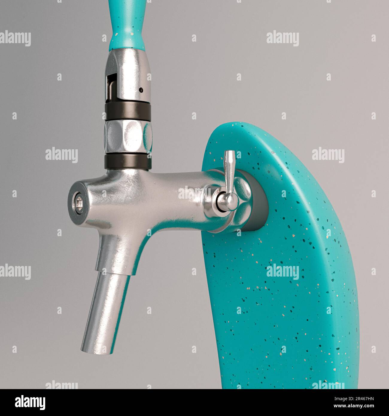 A concept curvy retro stye draught beer tap with steel fittings on an ...