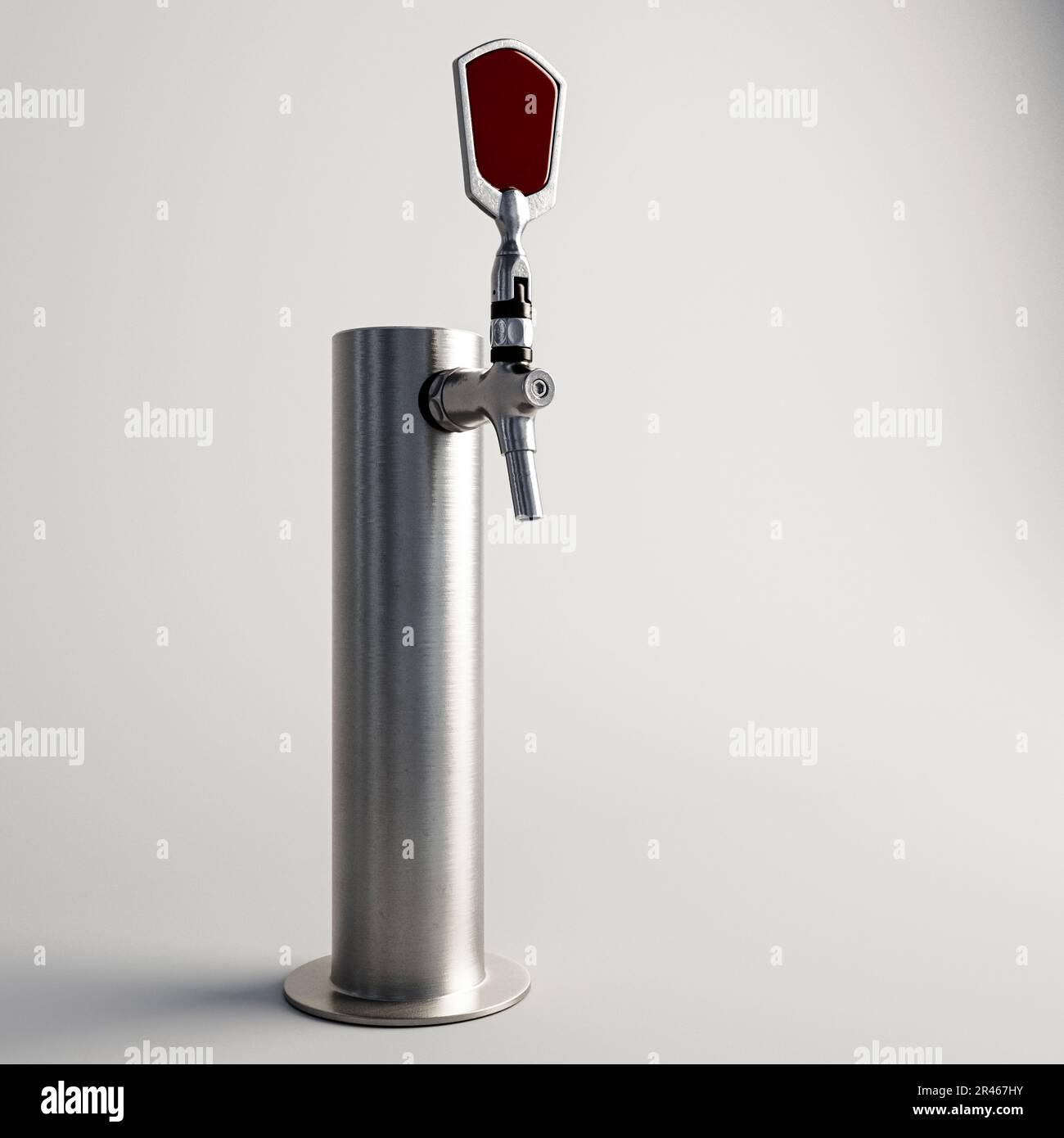 A concept draught beer tap made of a cylindrical shape with steel ...