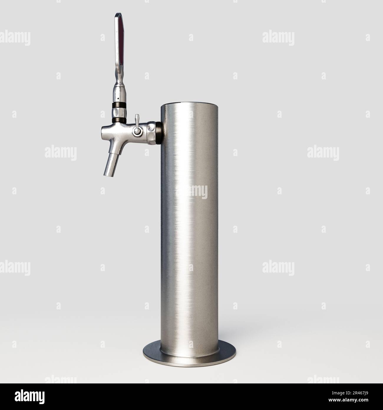 A concept draught beer tap made of a cylindrical shape with steel ...