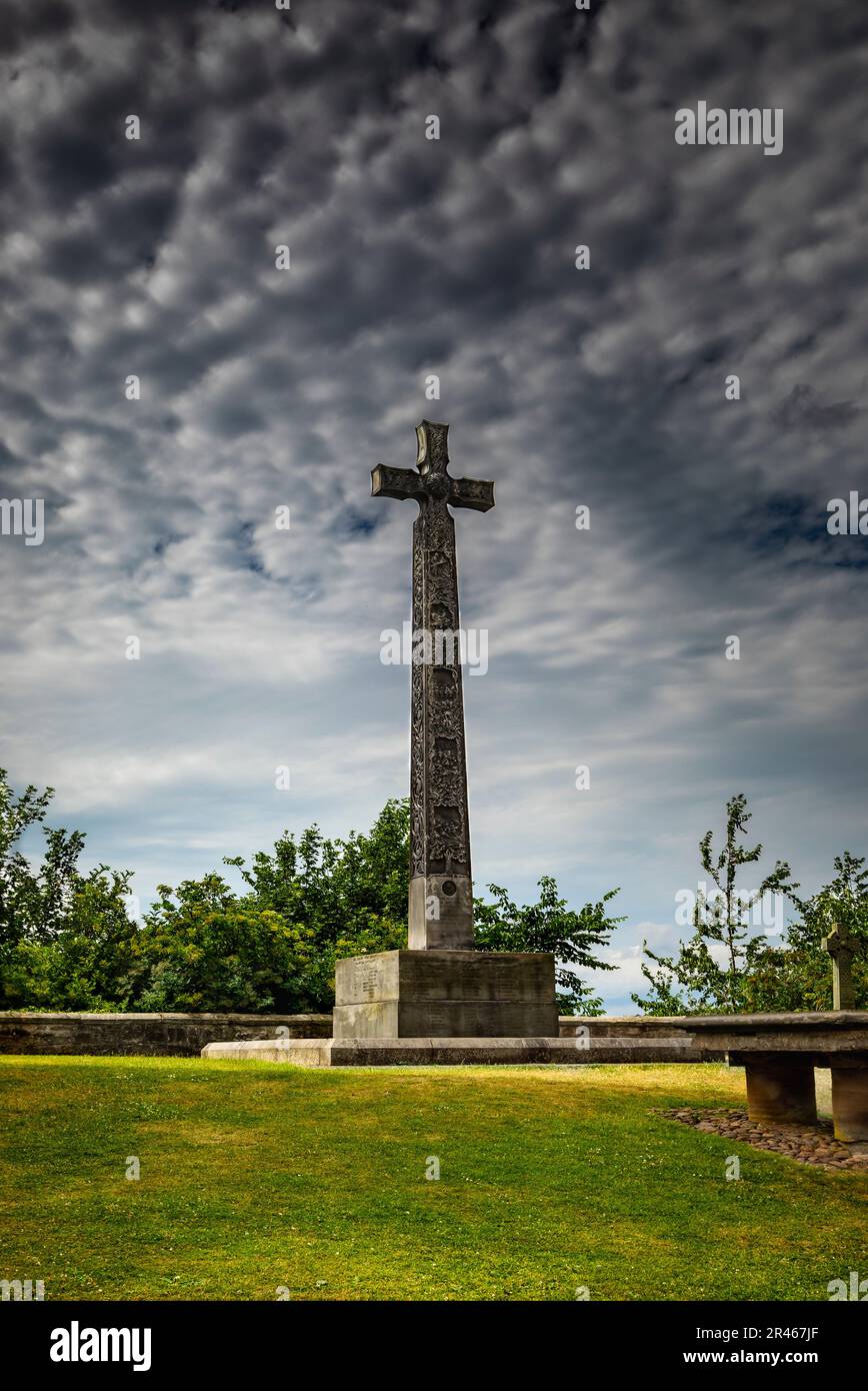The stone Celtic-style cross, near Durham Cathedral, is a war memorial ...