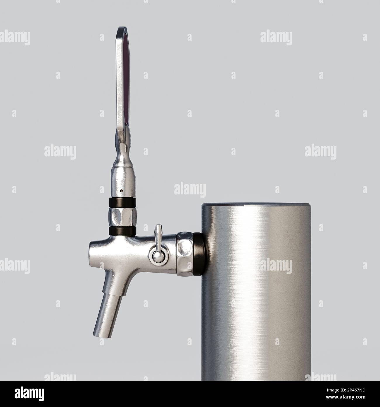 A concept draught beer tap made of a cylindrical shape with steel ...
