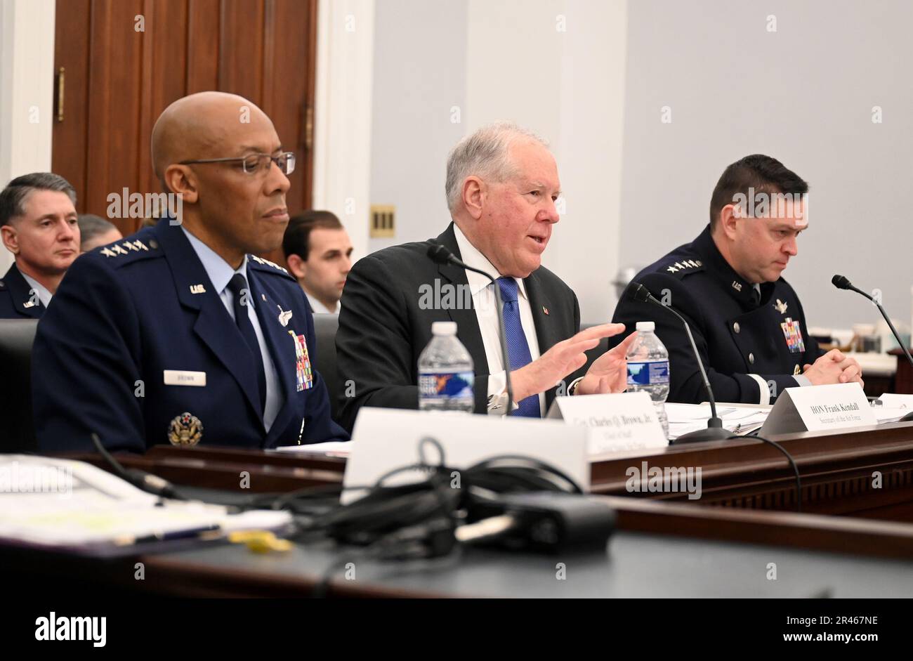 Secretary of the Air Force Frank Kendall (center) delivers testimony ...