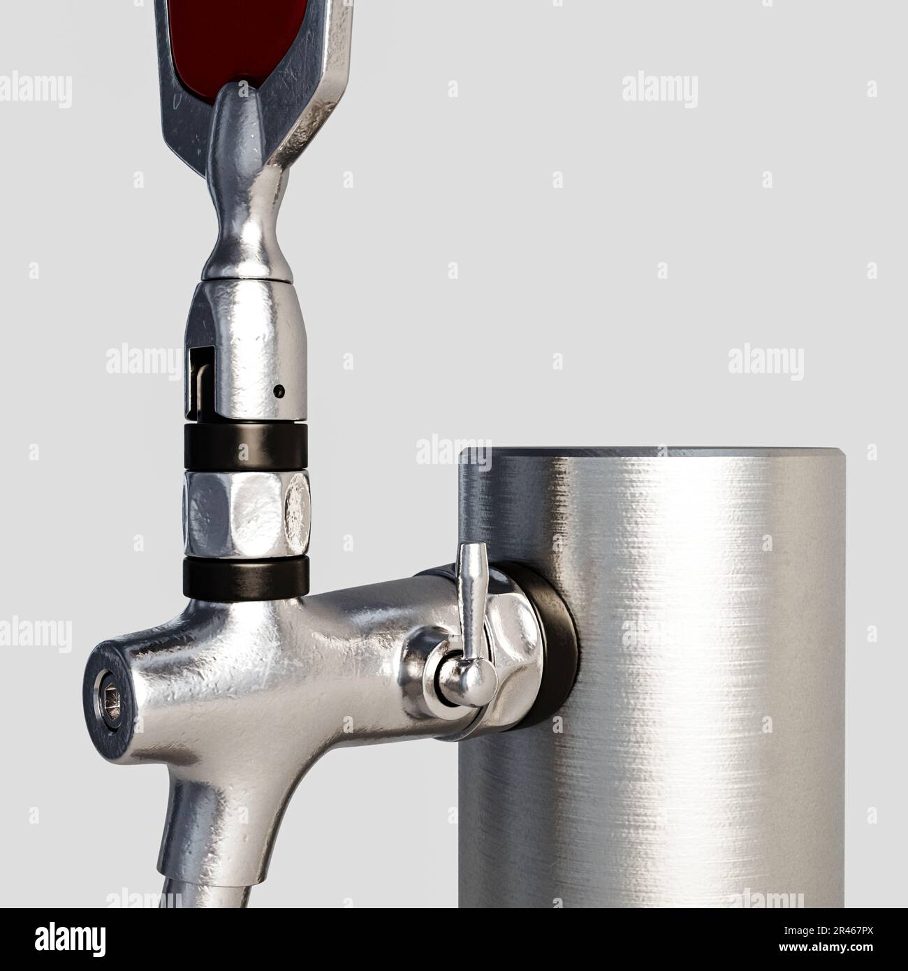 A concept draught beer tap made of a cylindrical shape with steel ...