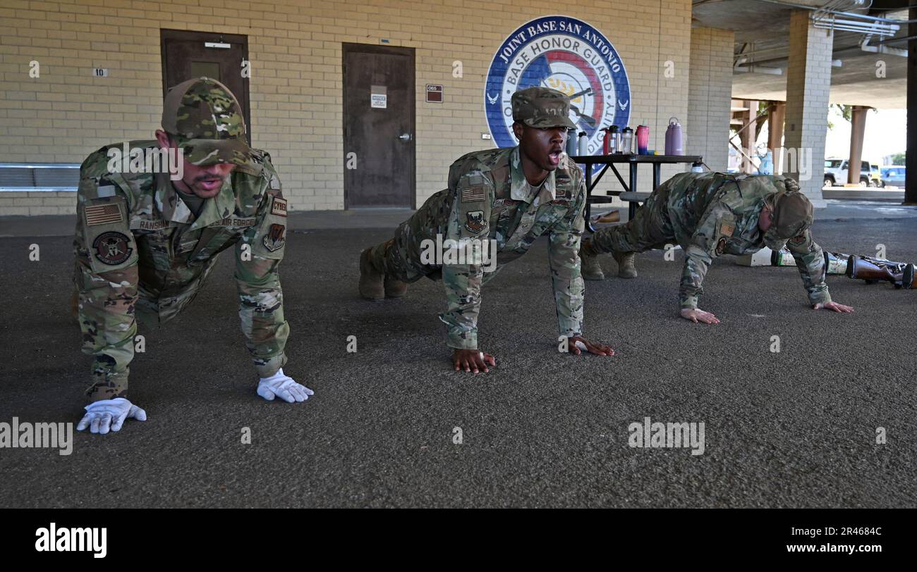 Joint Base San Antonio Honor Guard members Airman 1st Class Evan ...