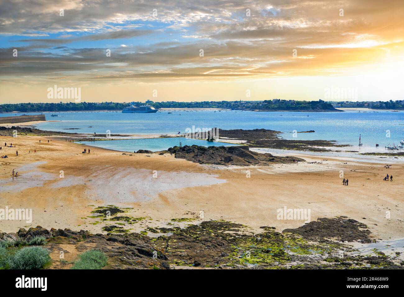 Skyline of the English Channel coast from fortress walls of the city of ...