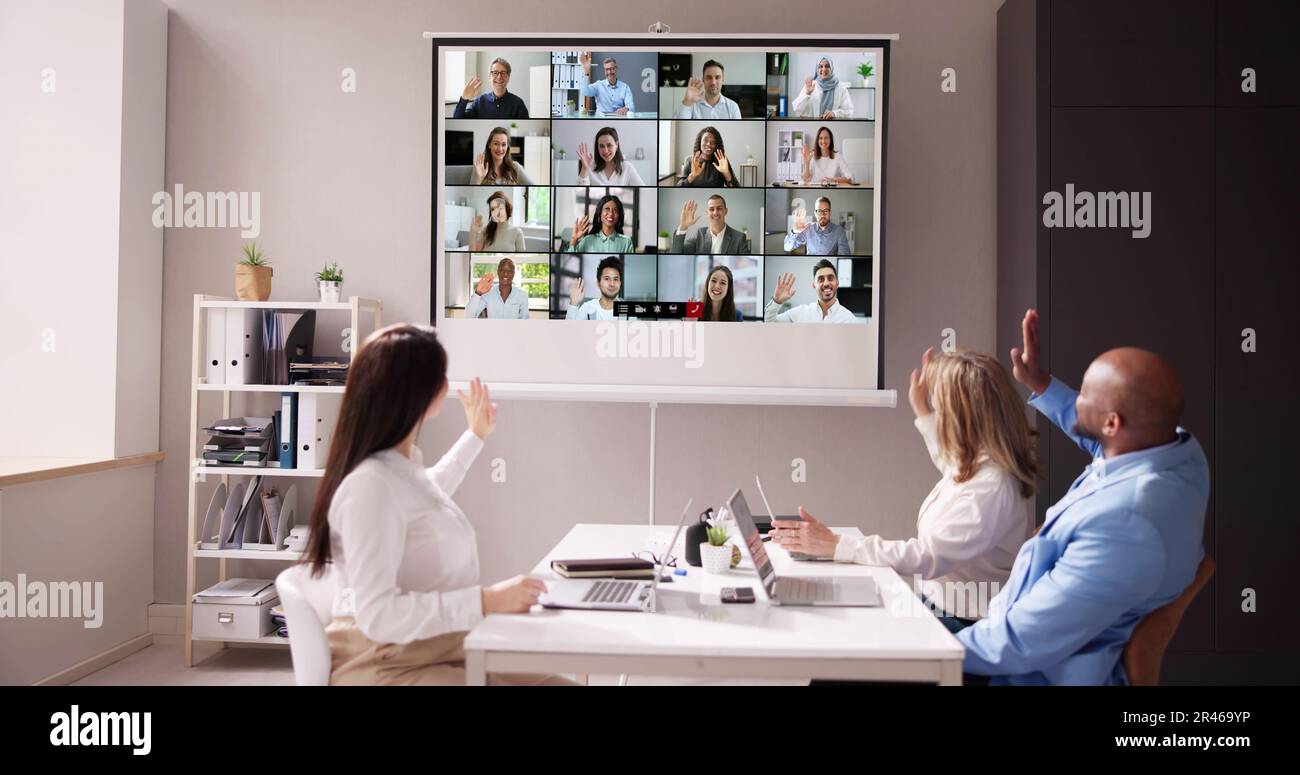 Online video call multiracial group hi-res stock photography and images ...