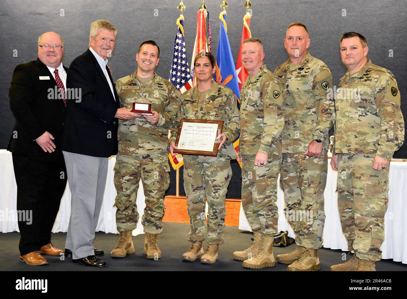 Lt. Col. Steve Chetcuti and Master Sgt. Bobbie Vasquez receive the 2021 ...