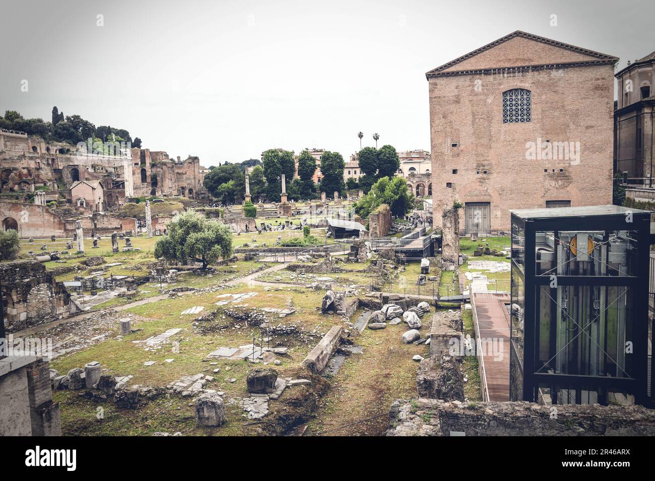 The ruins of Roman Forum and the Temple of Mars Ultor at the center of ...