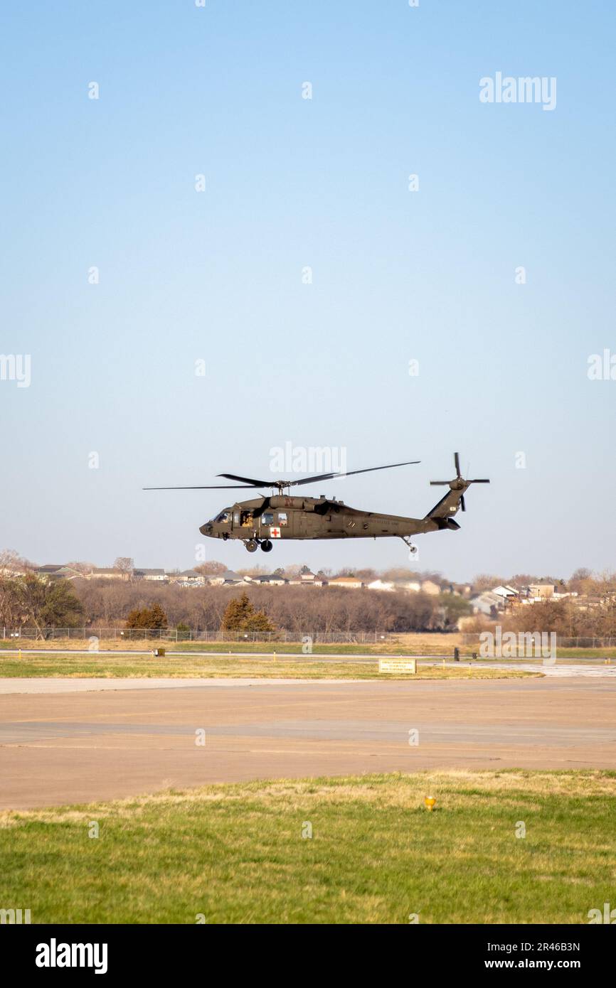 Nebraska Army National Guard Soldiers take off in a UH-60 Blackhawk ...