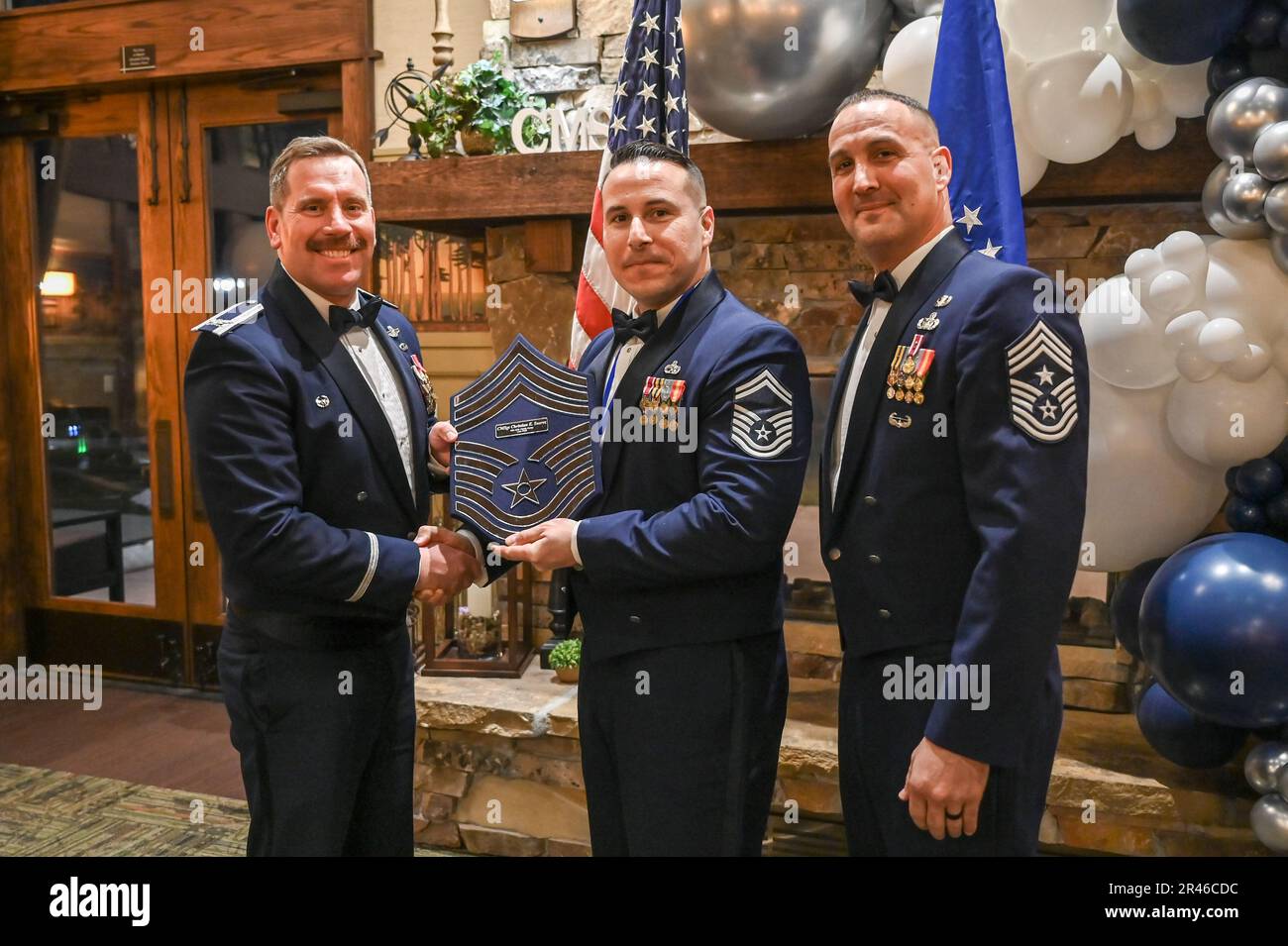 Chief Master Sgt. Christian Suarez (center), 421st Fighter Generation ...