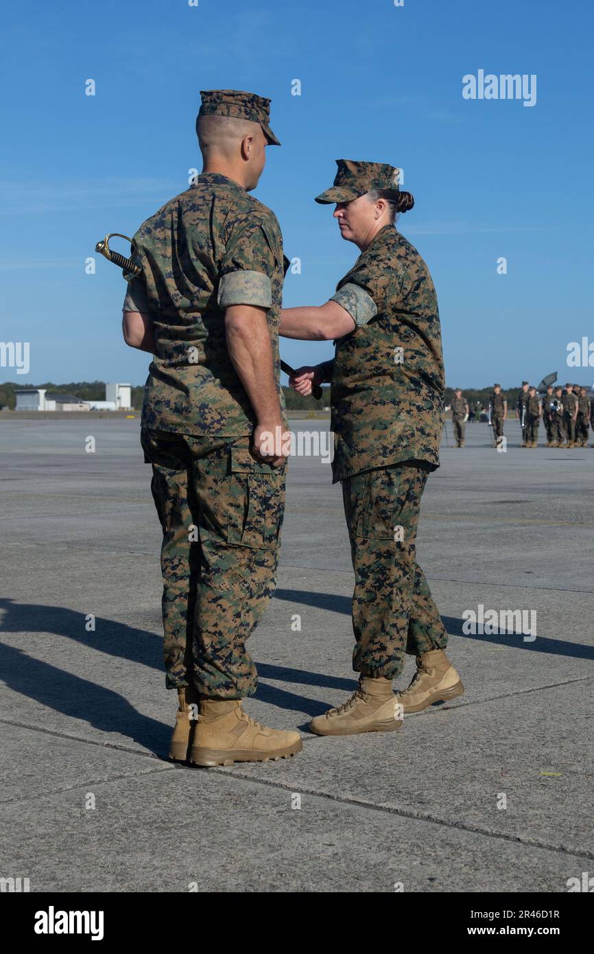U.S. Marine Corps Sgt. Maj. Christine Henning, out-going sergeant major ...